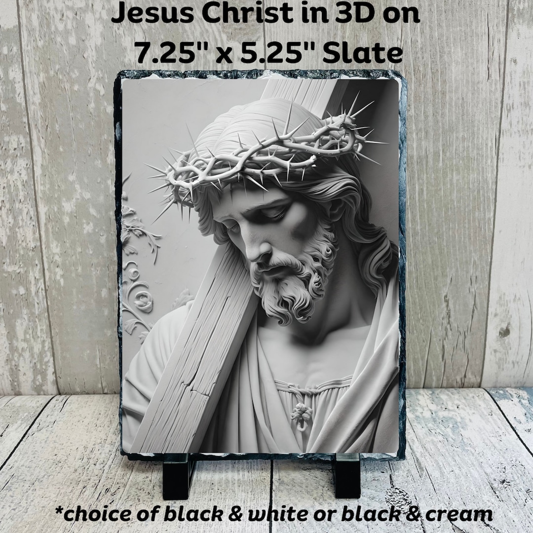 Jesus Christ, 3D Image on Black Slate, Religious Decor - Etsy