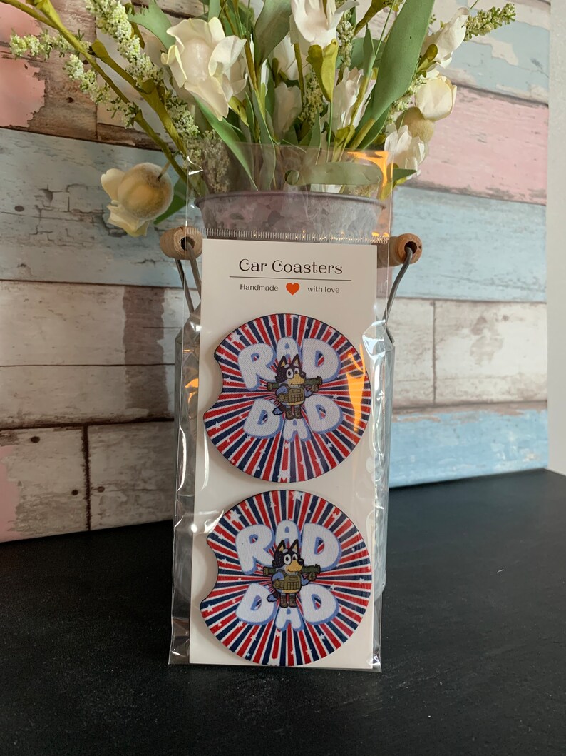 Rad Dad Bluey Bundle, License Plate With Matching Car Coasters - Etsy