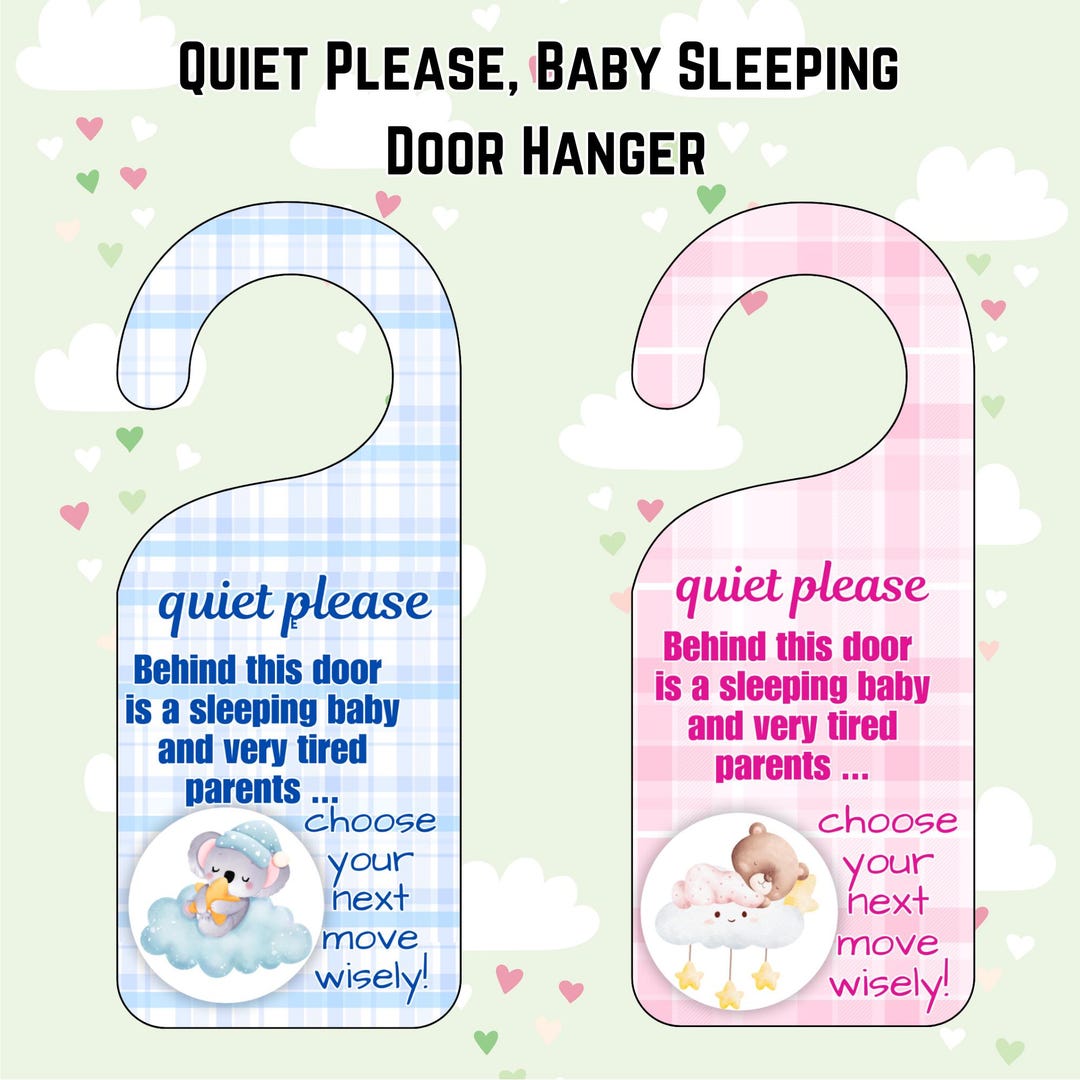 Quiet Please, Baby Sleeping Doorknob Sign Hanger, Newborn Baby, Baby ...