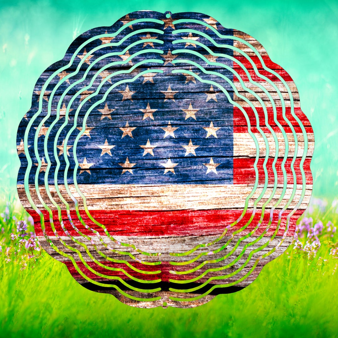 American Flag 10 Wind Spinner, Double-sided With Hanging Attachments ...