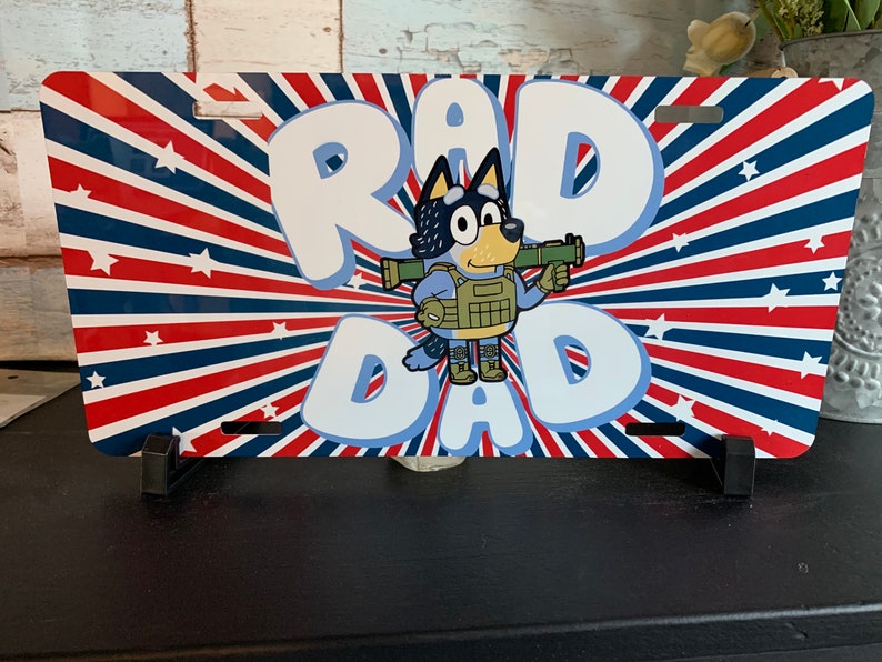 Rad Dad Bluey Bundle, License Plate With Matching Car Coasters - Etsy
