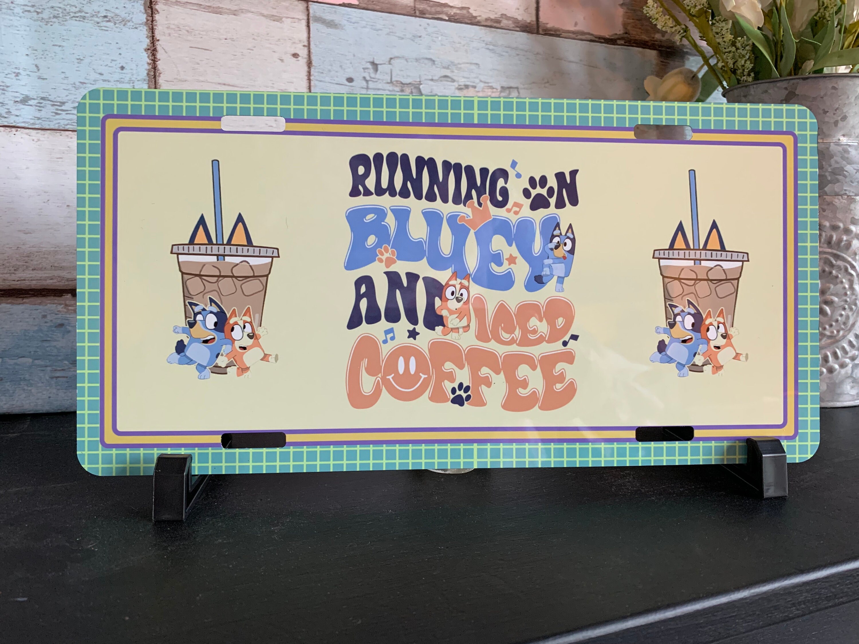 Running on Bluey and Iced Coffee Bundle License Plate With - Etsy Australia