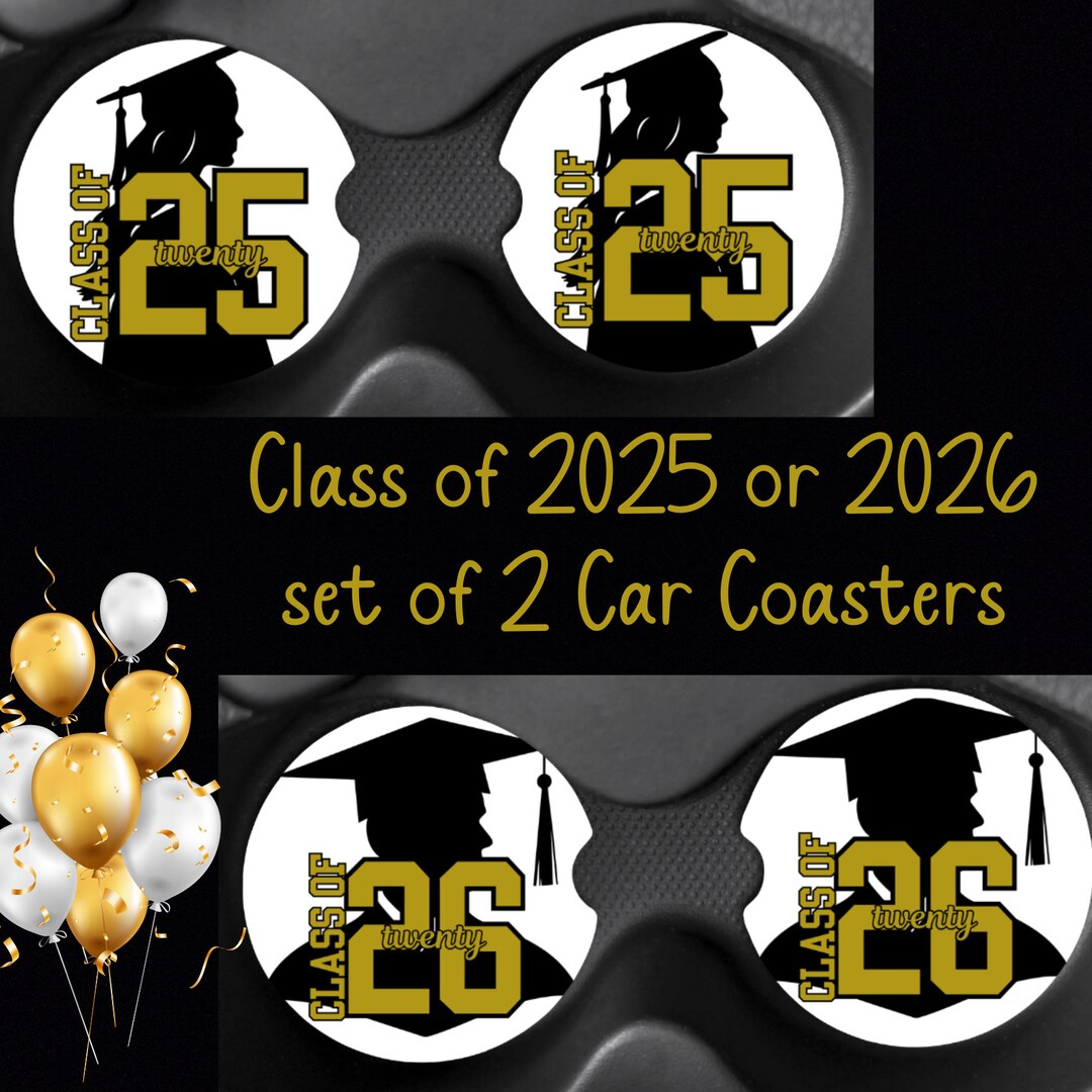Class of 2025 and Class of 2026 Car Coasters, Set of 2, Neoprene, Car ...