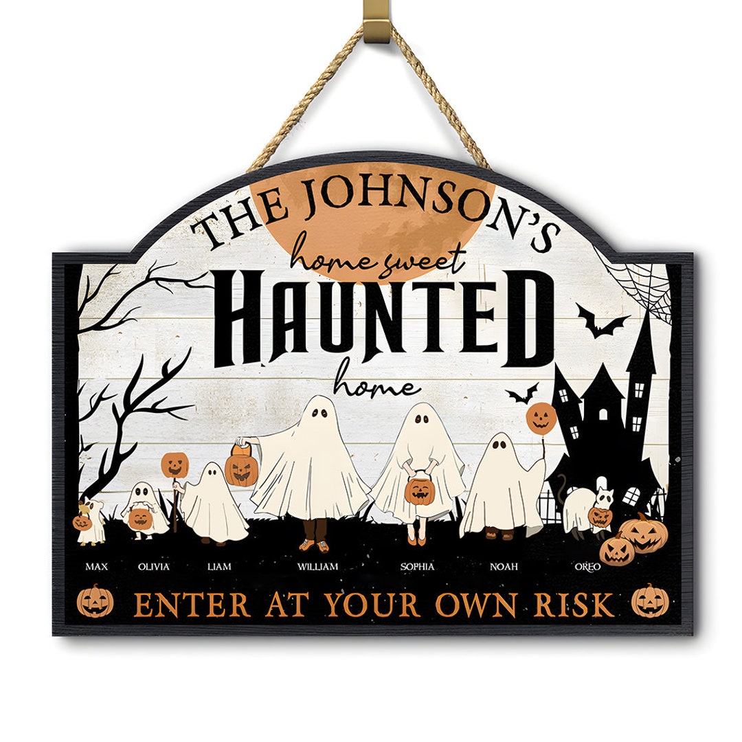Halloween Family Wood Sign Home Sweet Haunted Home Custom - Etsy