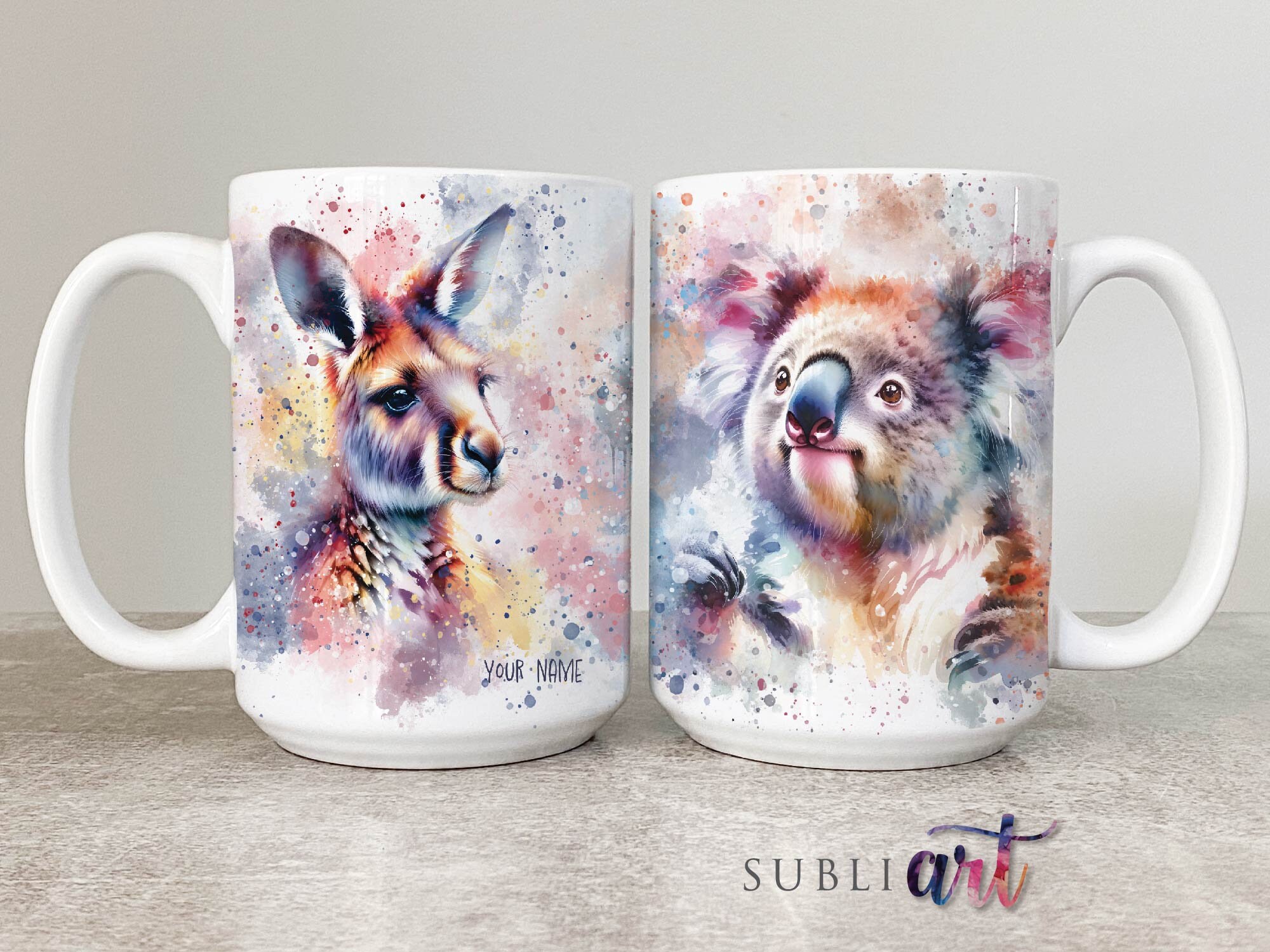 Custom Aussie Mates Mug Design Kangaroo, Koala, Wombat 11oz and 15oz ...