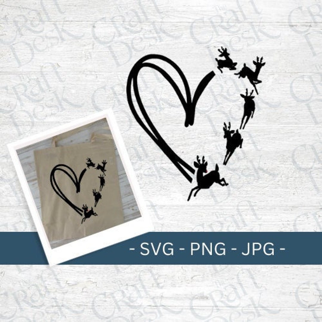 Corazón de reno SVG / Navidad SVG / Reno SVG / Archivo de - Etsy México