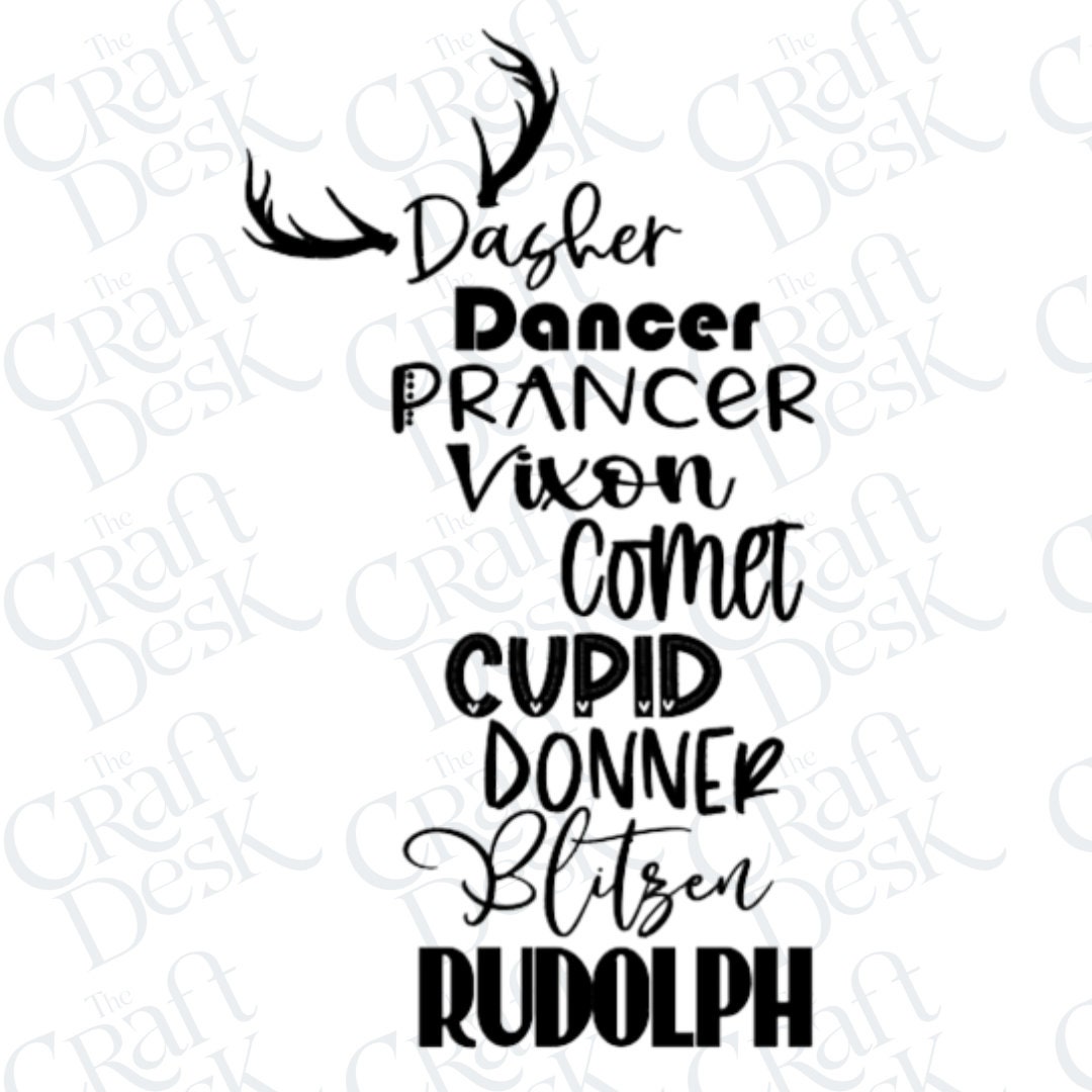 Reindeer SVG Christmas SVG Reindeer Names SVG Design File Digital File ...