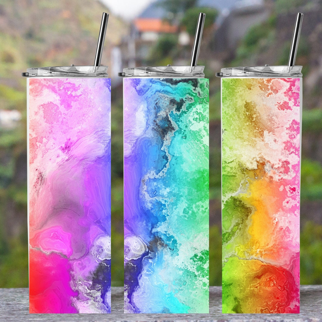 Vibrant Rainbow Wash Tumbler Wrap - Instant Digital Download for DIY ...