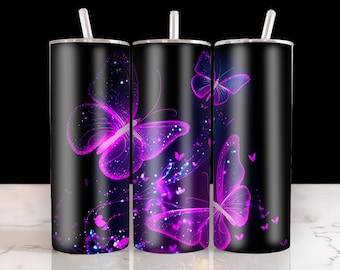 Purple Butterfly Glow 20oz Sublimation PNG - Etsy