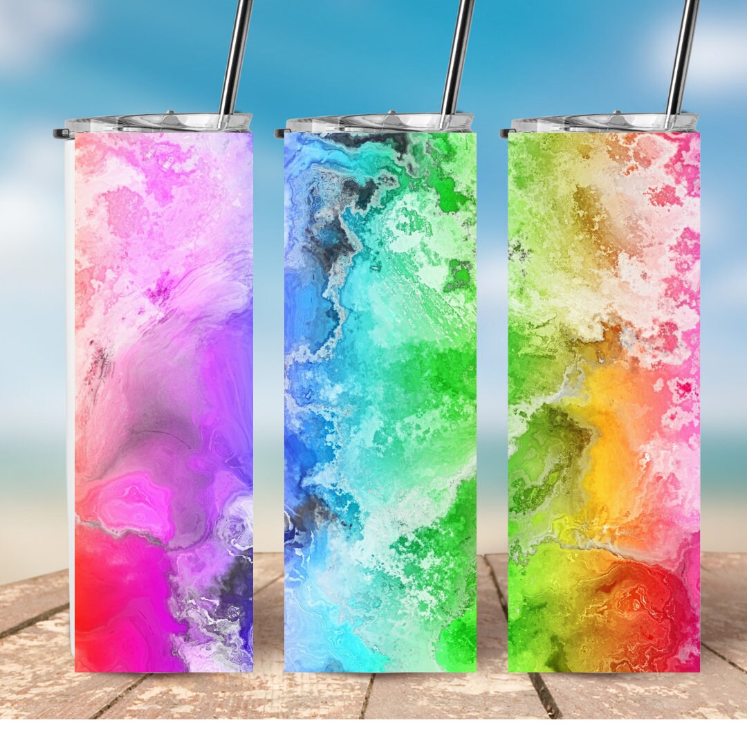 Vibrant Rainbow Wash Tumbler Wrap - Instant Digital Download for DIY ...