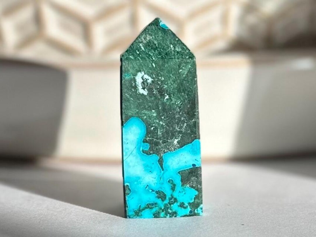 Malachite Chrysocolla Inclusion Rare Combination Crystal Point Gemstone ...