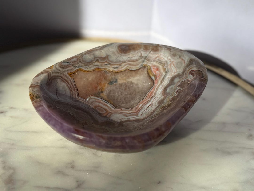 Amethyst Agate Banded Mexican Crazy Lace Agate Hand Carved Bowl - Etsy