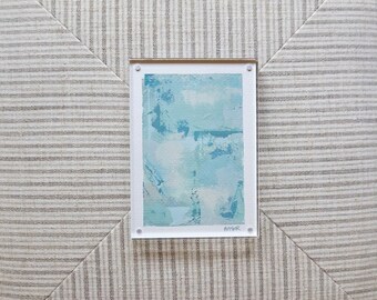 Original Blue Abstract Painting on Paper. Unframed Acrylic Mixed Media ...