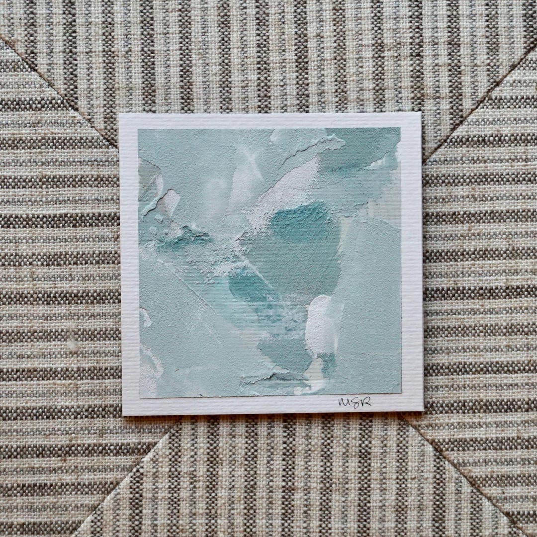 Original Blue Abstract Painting on Paper. Unframed Acrylic Mixed Media ...