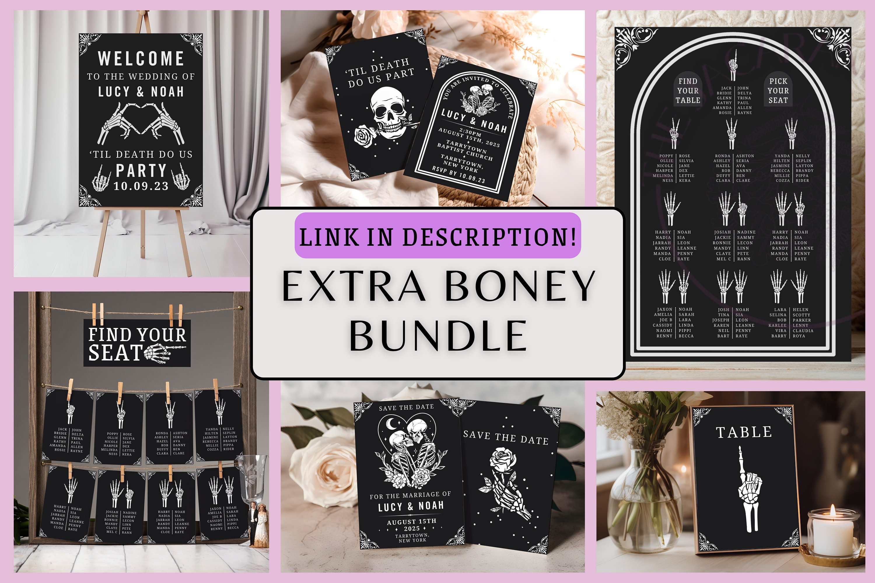 Black Gothic Wedding Seating Chart Goth Wedding Seating Arrangement ...