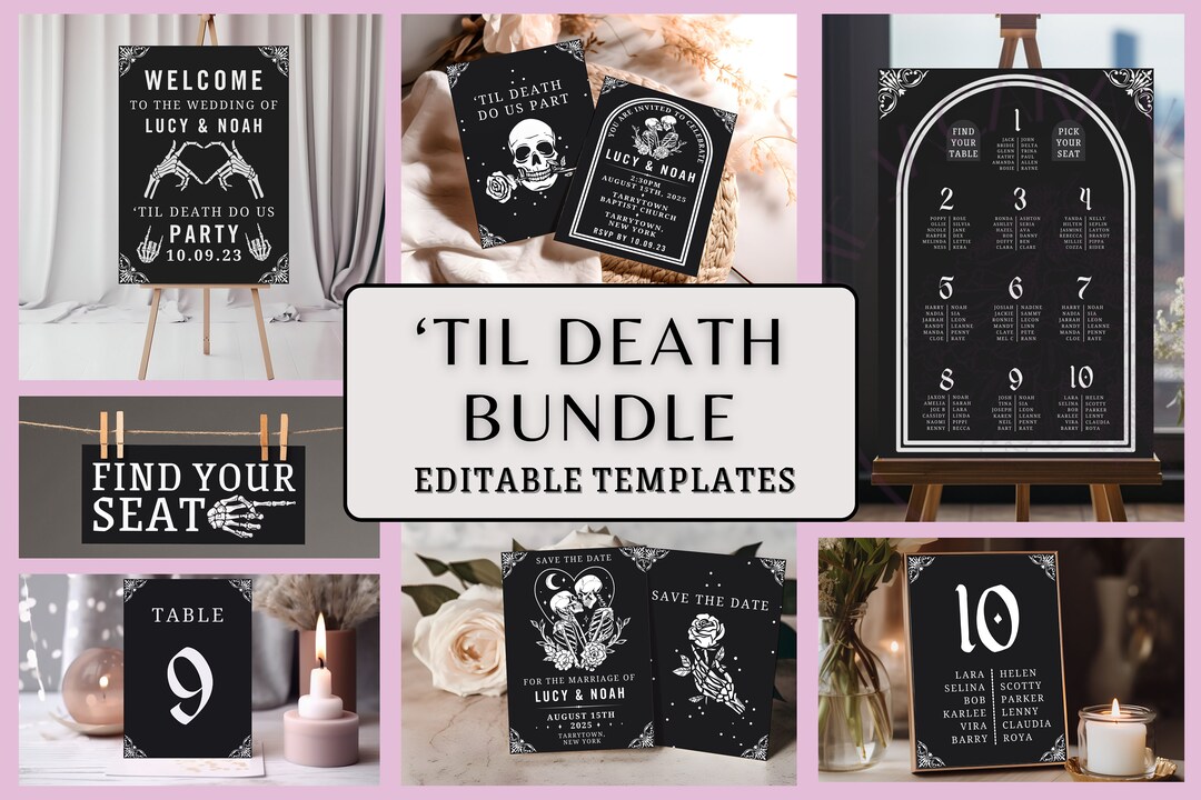Wedding Signs Bundle Goth Wedding Decor DIY Wedding Signage Bundle ...