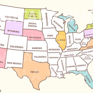 United States Coloring Map, United States Travel Map, America Map, USA ...
