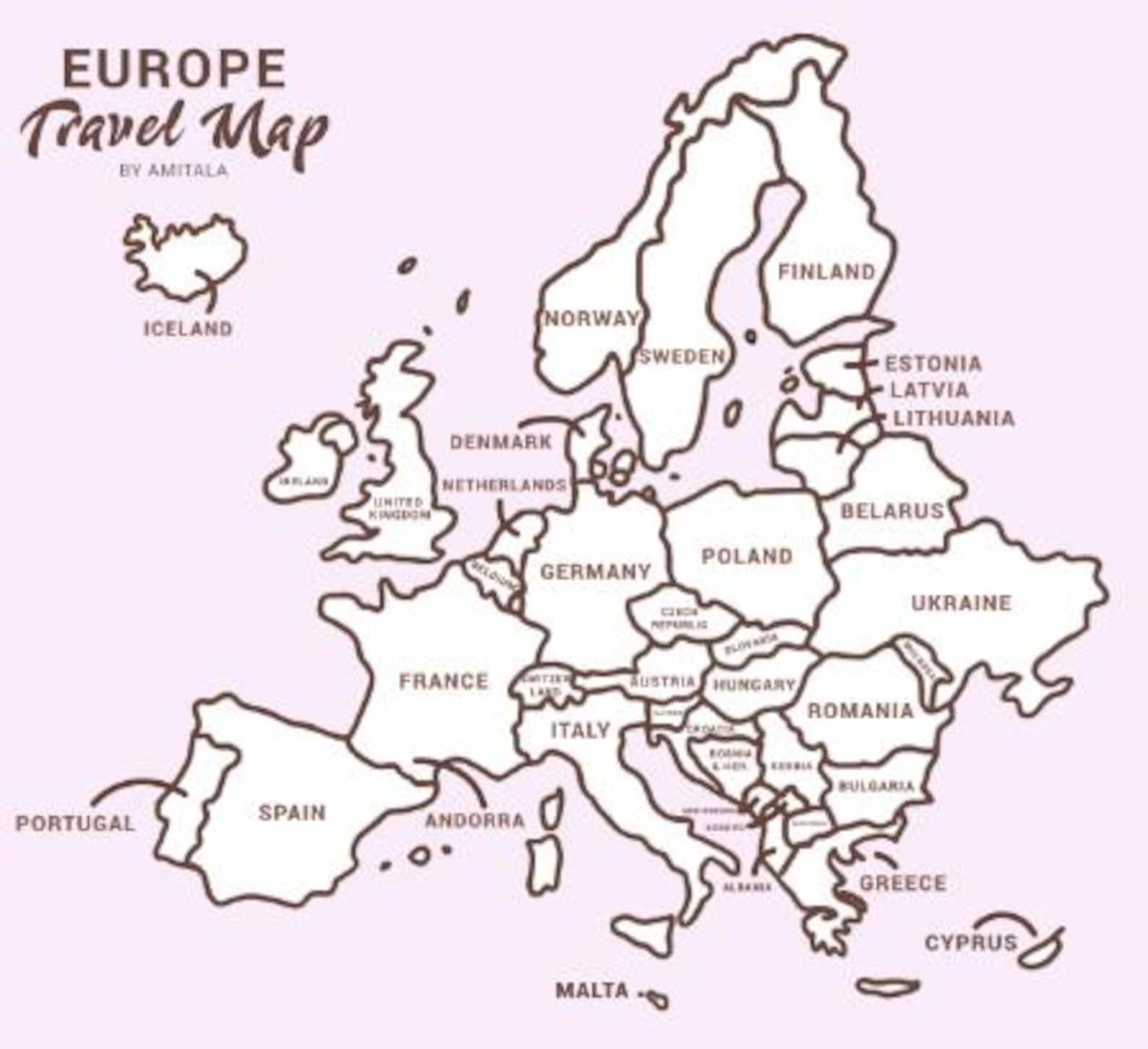Printable Europe Coloring Map, Europe Travel Map Download for Kids ...