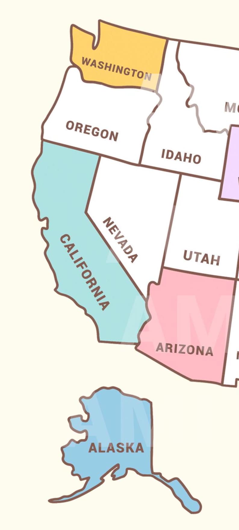 United States Coloring Map, United States Travel Map, America Map, USA ...