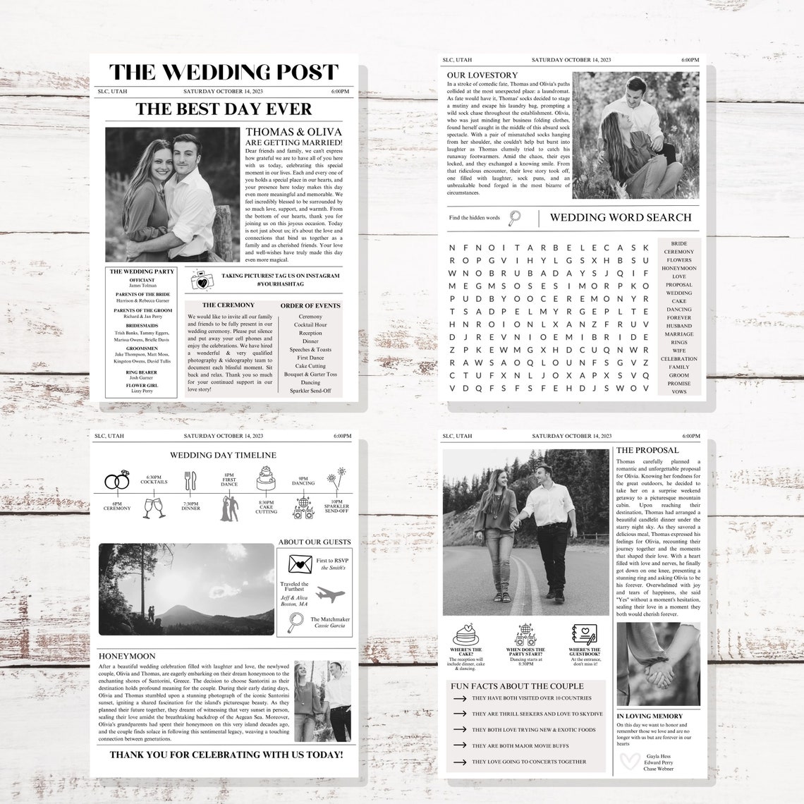 Editable Wedding Newspaper Template Digital Download Perfect for Brides ...