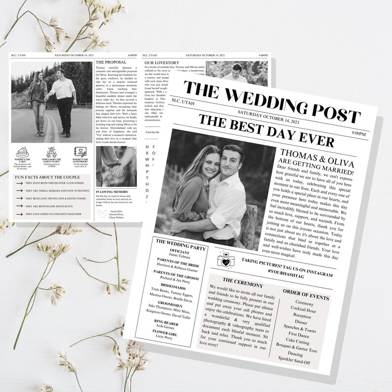 Editable Wedding Newspaper Template | Digital Download | Perfect for ...