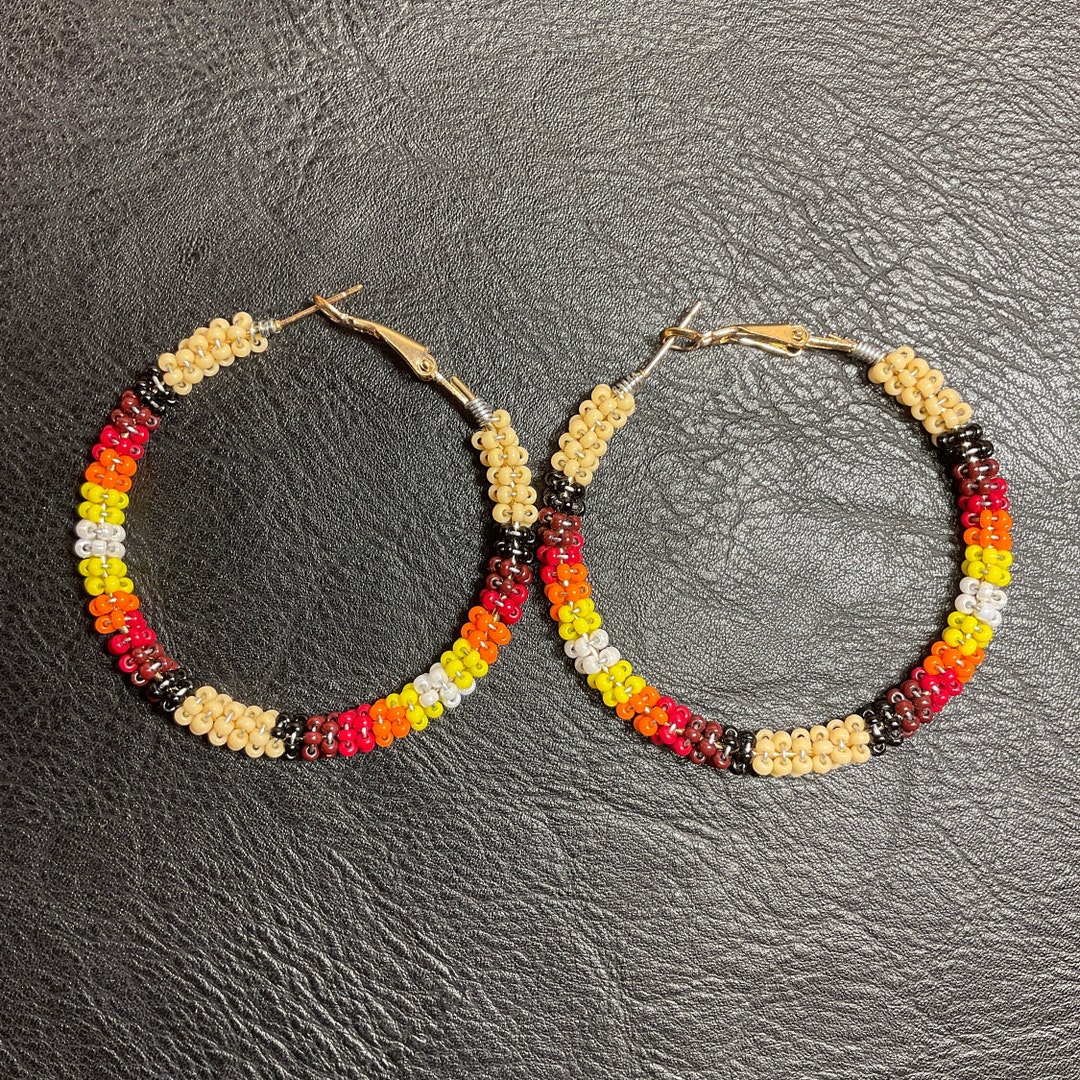 2 Beaded Hoop Earring - Etsy