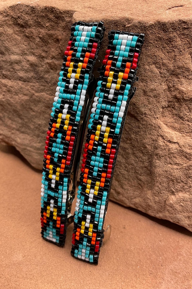 3” Loom Beaded Barrette Pairs - Etsy