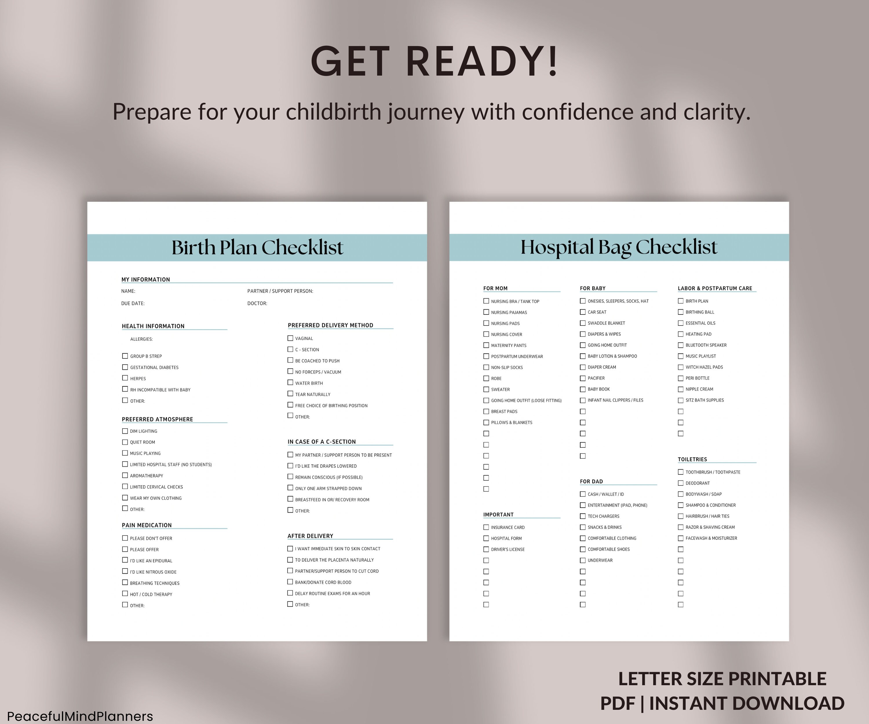 Pregnancy Checklist Bundle Printable, Pregnancy Planner, Expecting ...