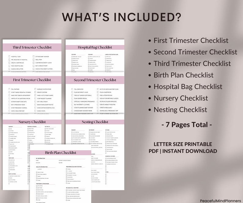 Pregnancy Checklist Bundle Printable, Pregnancy Planner, Pregnancy to ...