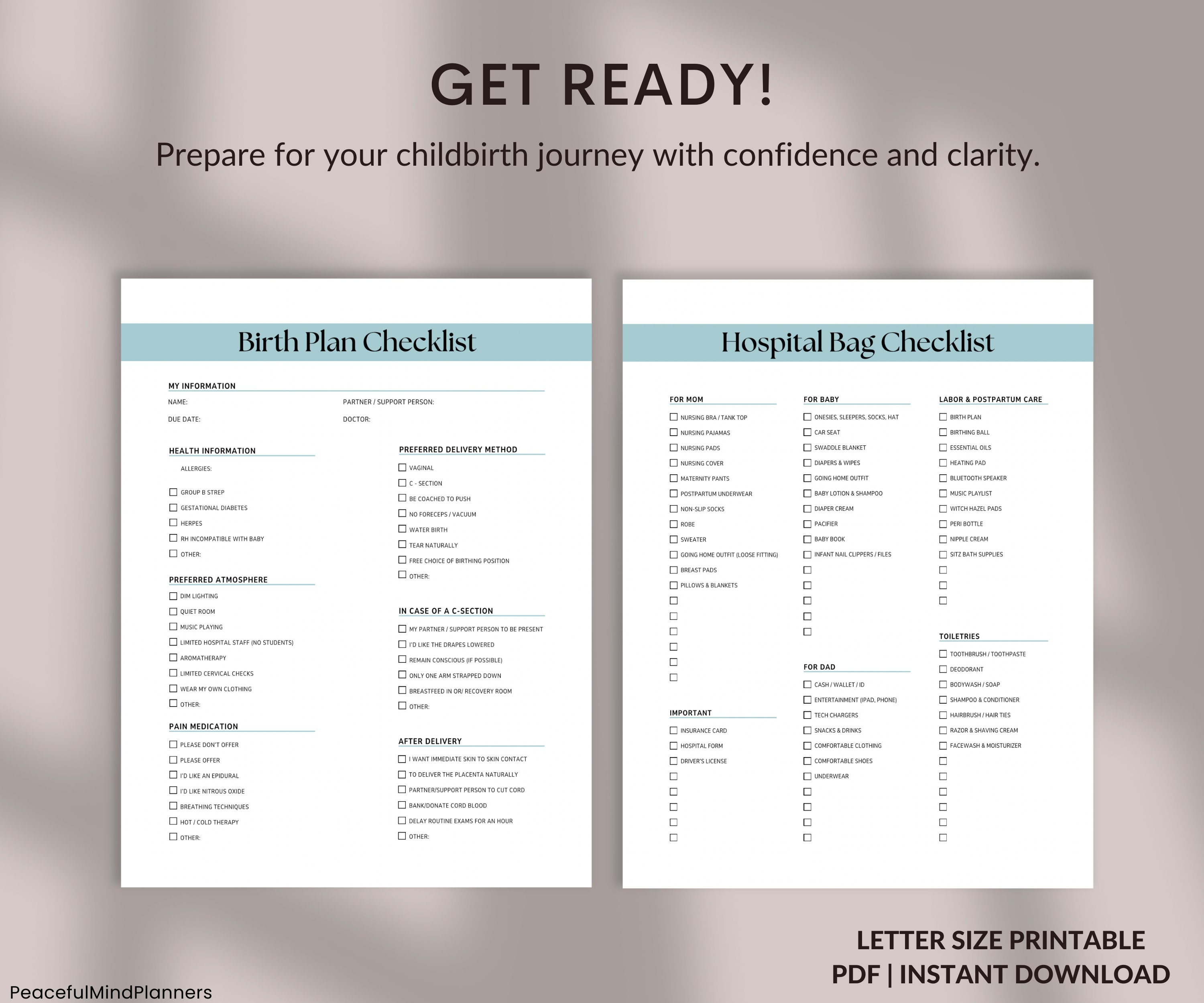 Pregnancy Checklist Bundle Printable, Pregnancy Planner, Pregnancy to ...