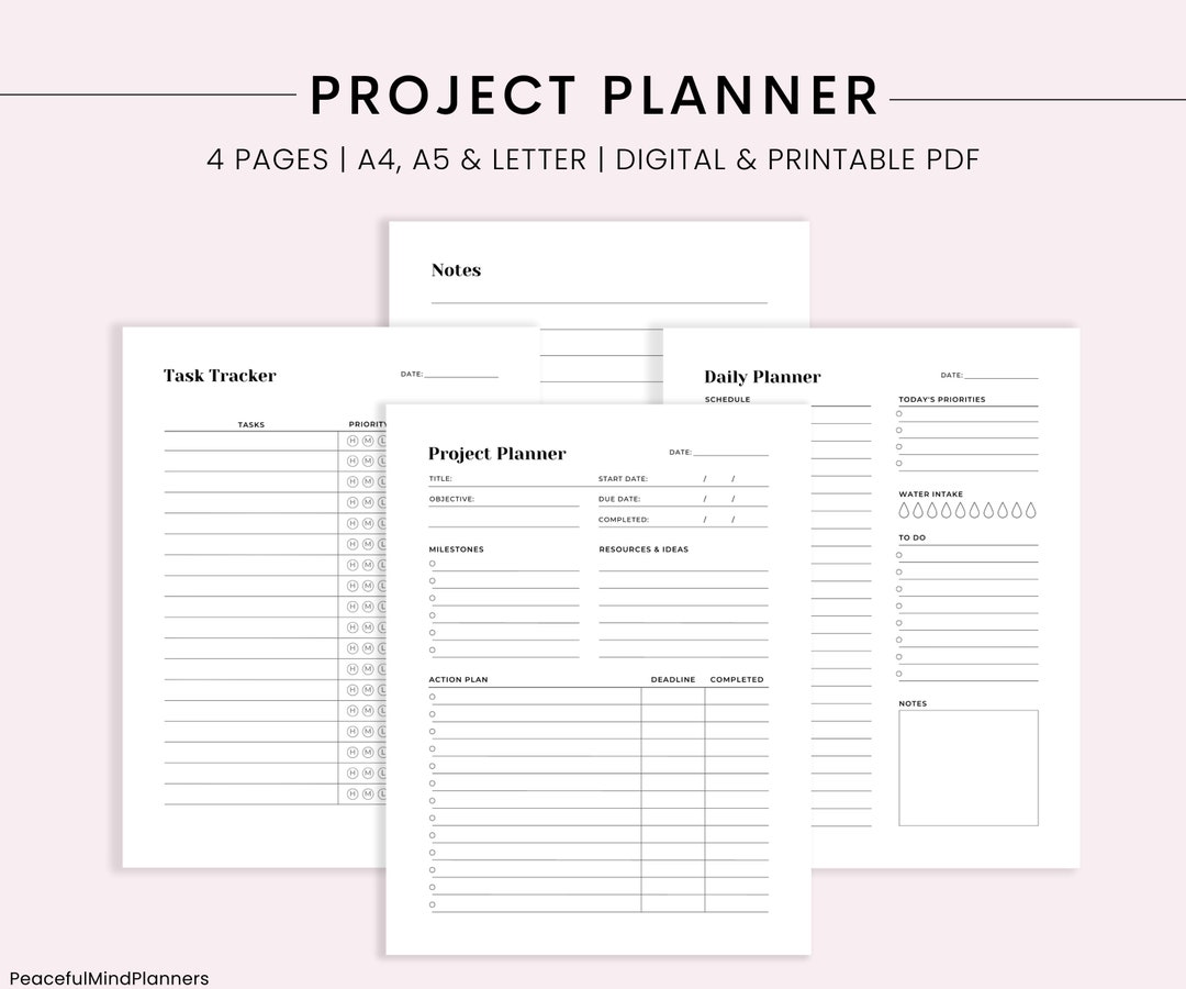 Project Planner, Project Manager, Project Planner Printable, Project ...