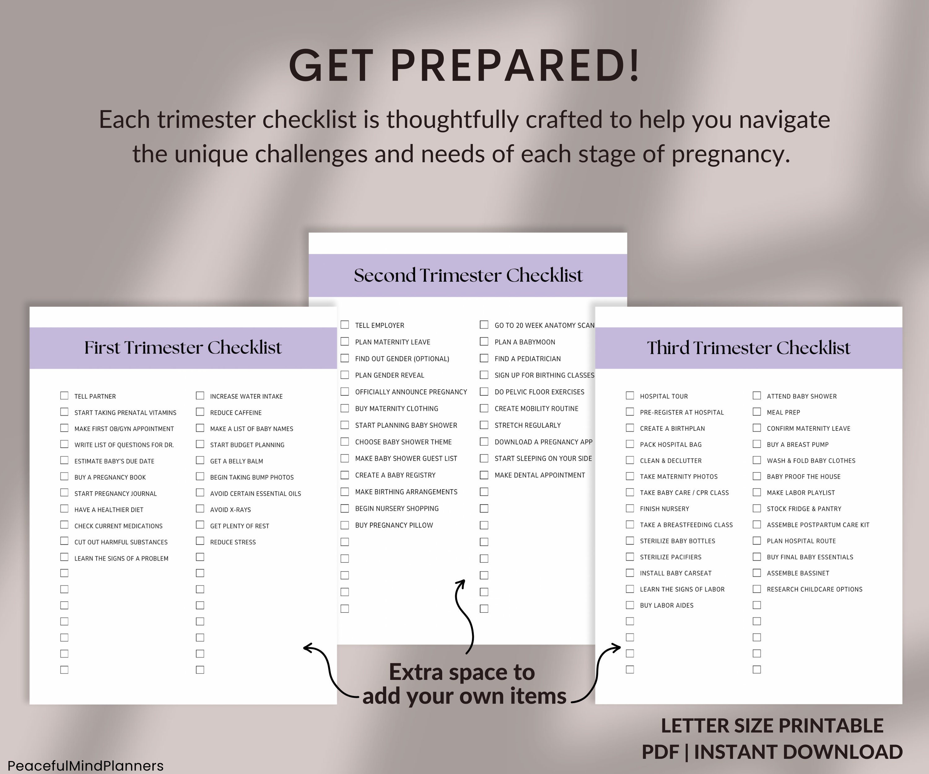 Pregnancy Checklist Bundle Printable, Pregnancy Planner, Pregnancy to ...