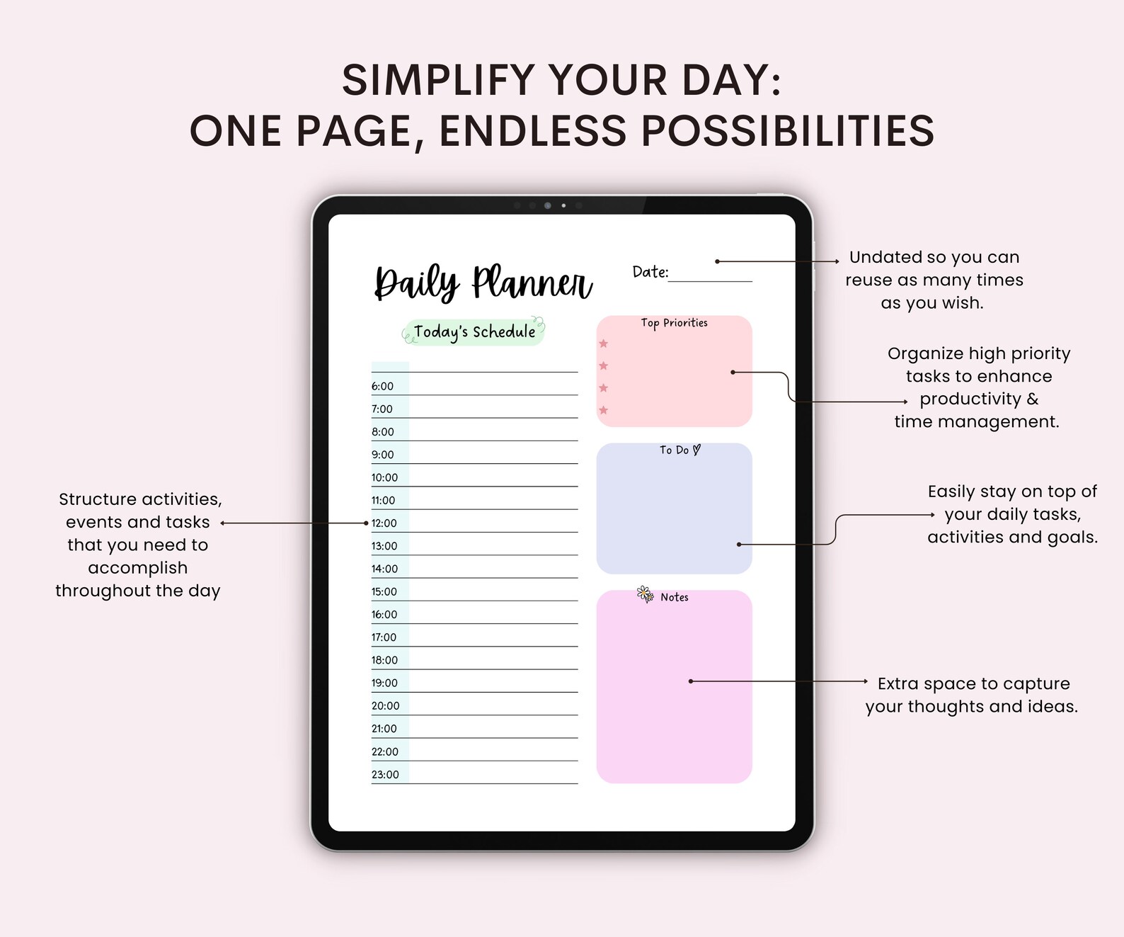 Printable Daily Planner, Digital Daily Planner, Cute Daily Planner ...