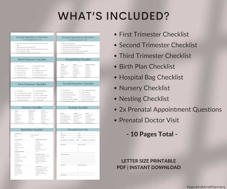 Pregnancy Checklist Bundle Printable, Pregnancy Planner, Expecting ...