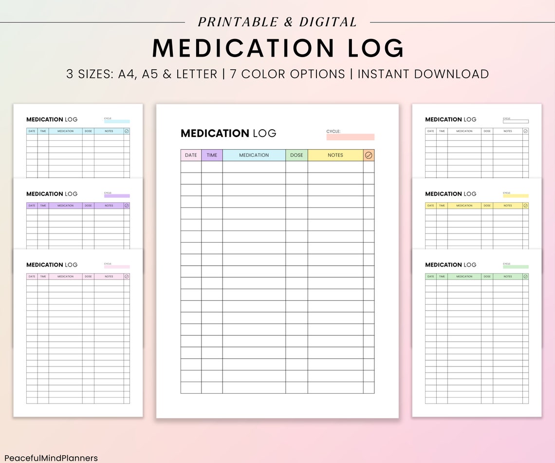 Medication Tracker, Printable Medication Tracker, Medication Planner ...