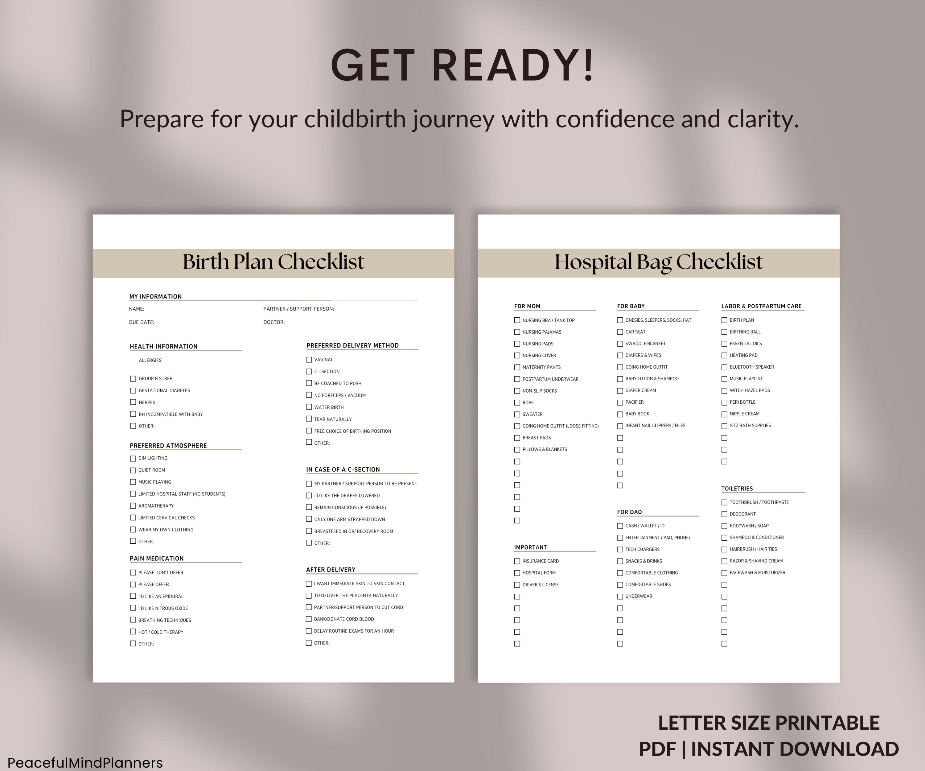 Pregnancy Checklist Bundle Printable, Pregnancy Planner, Pregnancy to ...