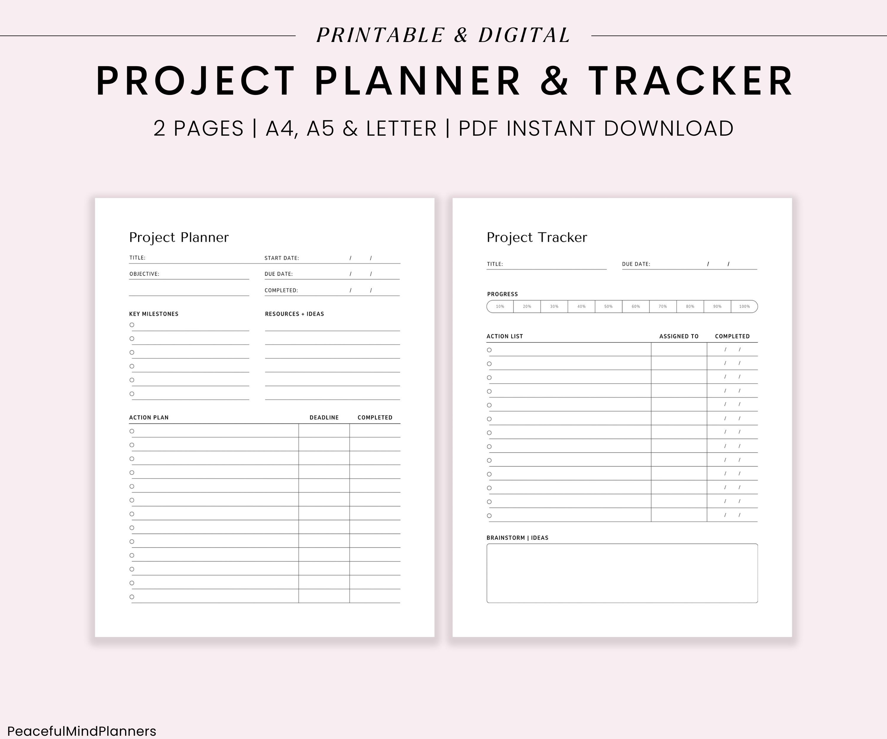 Printable Project Planner Project Tracker Project - Etsy