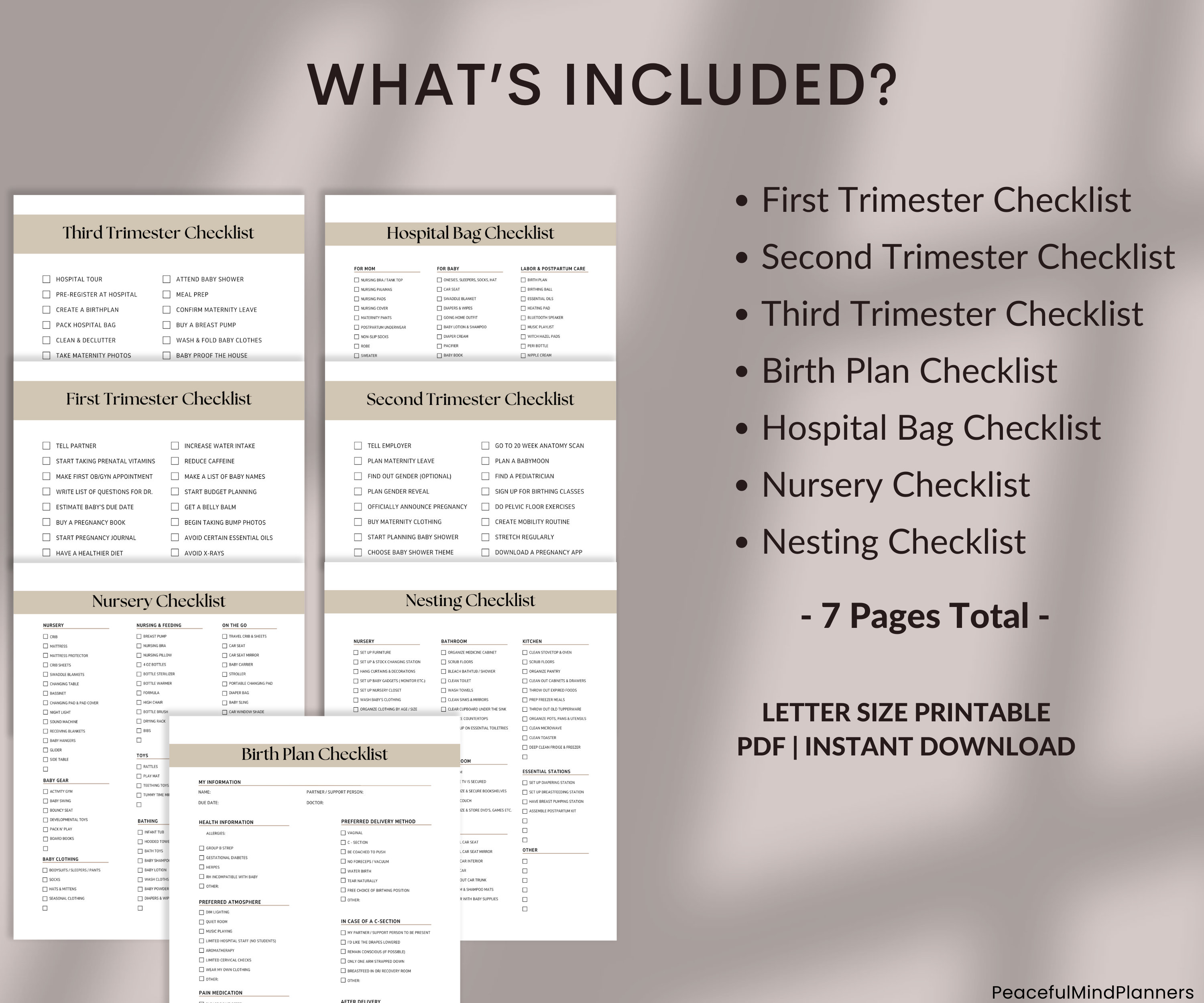 Pregnancy Checklist Bundle Printable, Pregnancy Planner, Pregnancy to ...