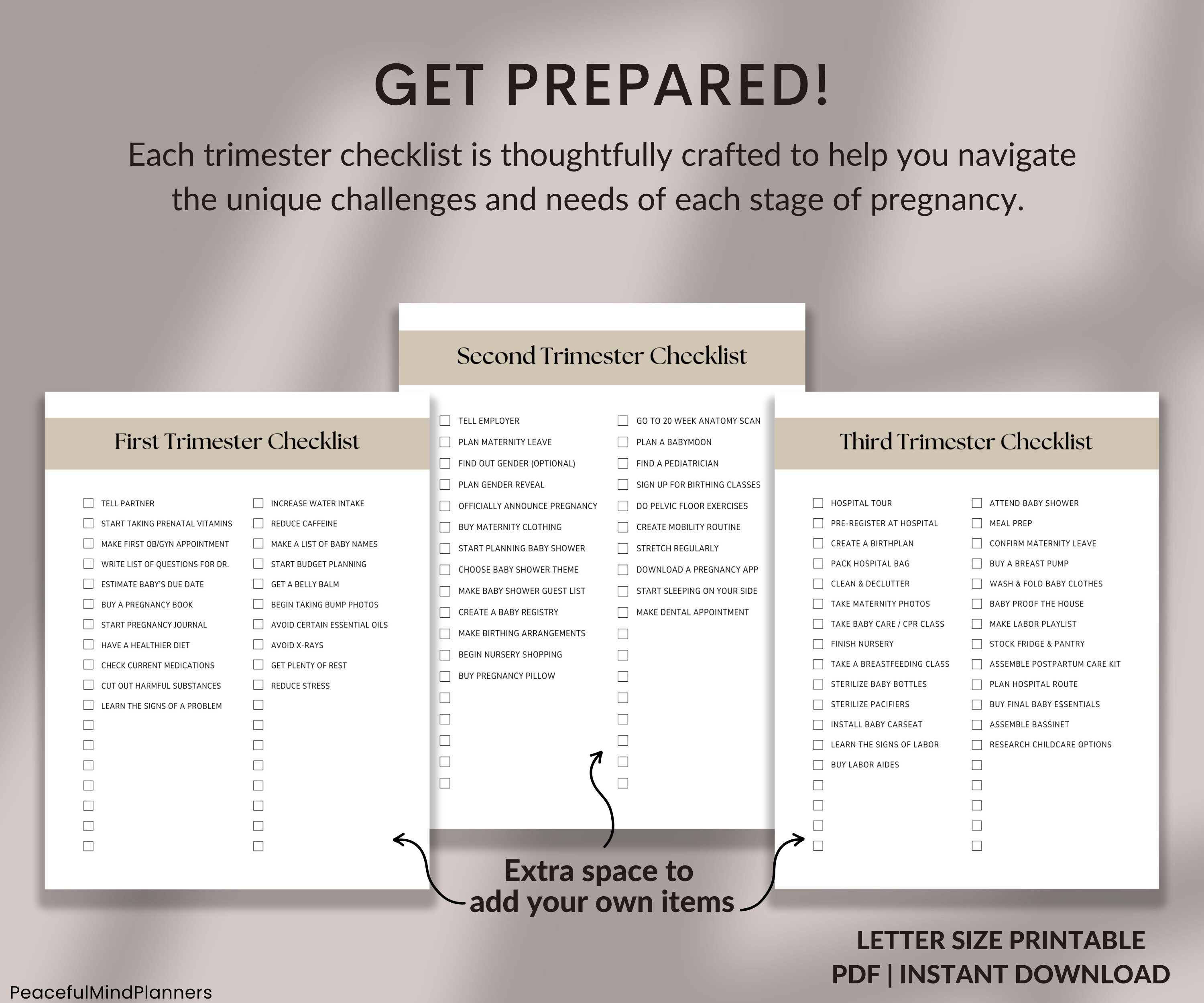 Pregnancy Checklist Bundle Printable, Pregnancy Planner, Pregnancy to ...