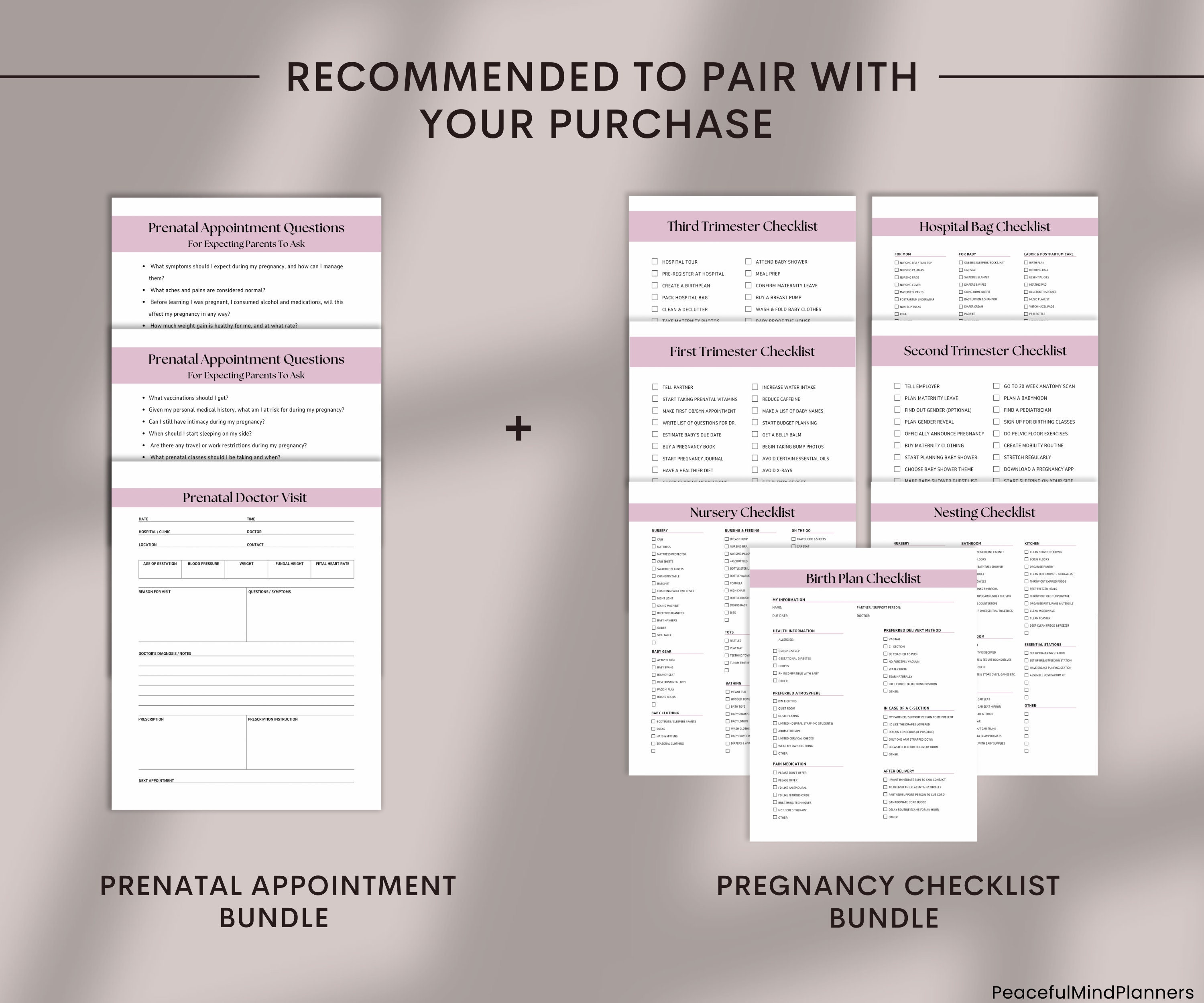 Prenatal Appointment Bundle, Pregnancy Planner Bundle Printable ...