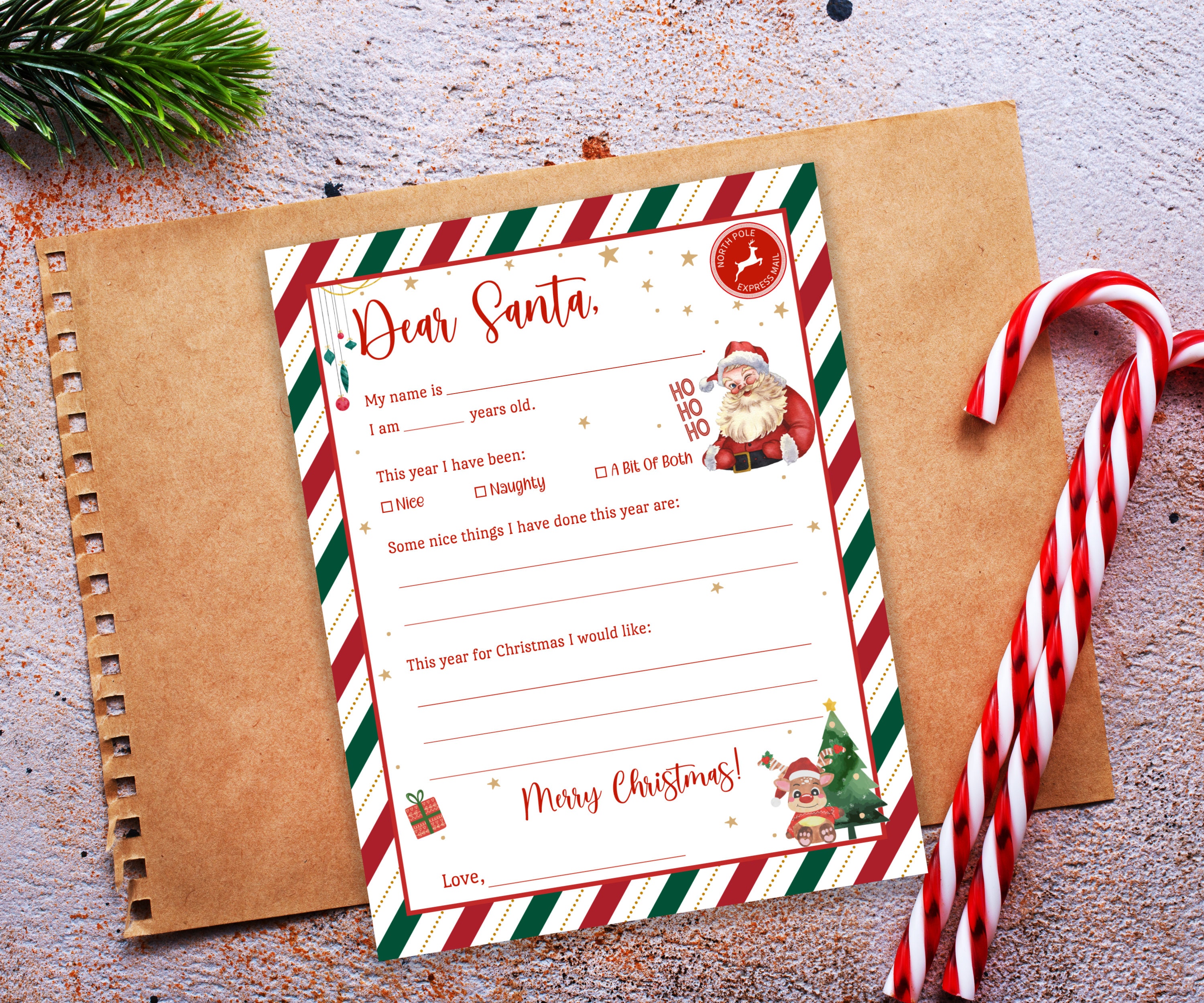 Carta a Santa, Carta imprimible a Santa, Carta de Querido Santa, Lista ...