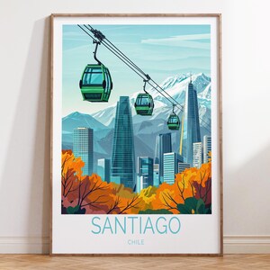 Santiago Chile Custom Travel Poster, Santiago Wall Art, Chile Travel ...
