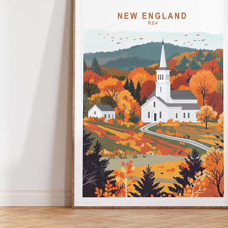 New England Poster - Etsy