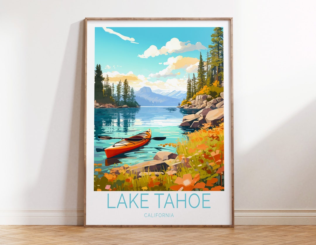Lake Tahoe California Travel Poster, Lake Tahoe Poster Wall Art, Lake ...