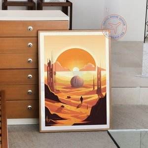 Tatooine Minimalist Star Wars Planet Poster, Star Wars Tatooine Travel ...