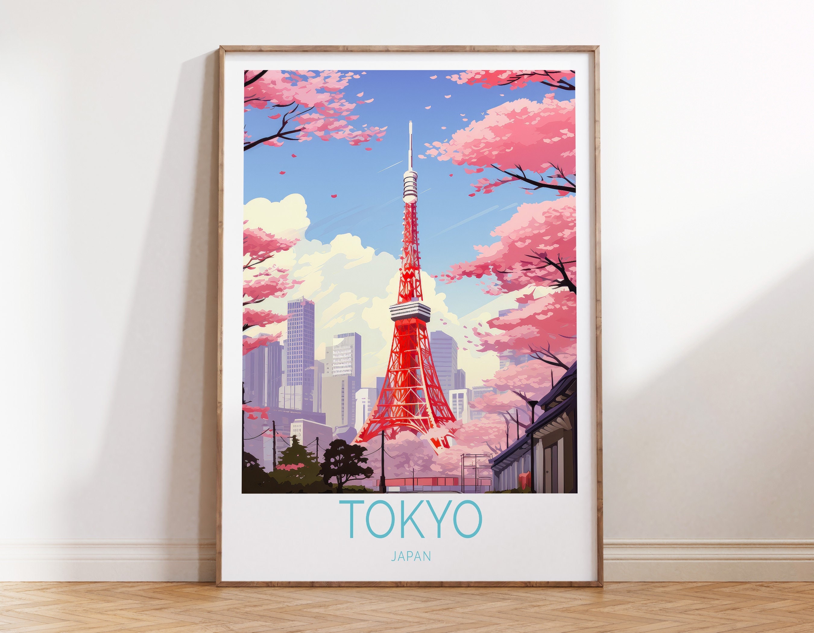 Tokyo Tower Japanese Travel Poster, Tokyo Japan Poster Wall Art, Tokyo ...