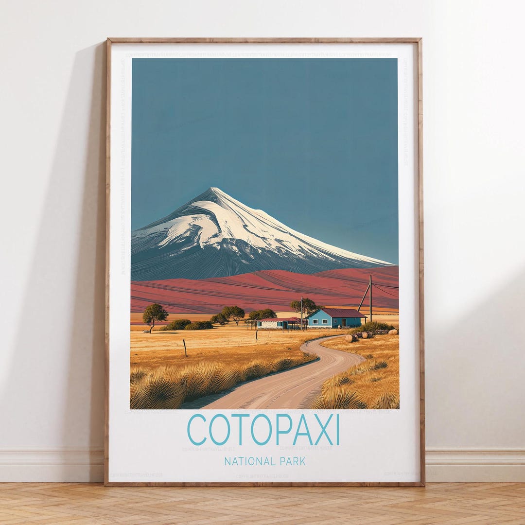Cotopaxi National Park Travel Poster, Cotopaxi Travel Print, National ...