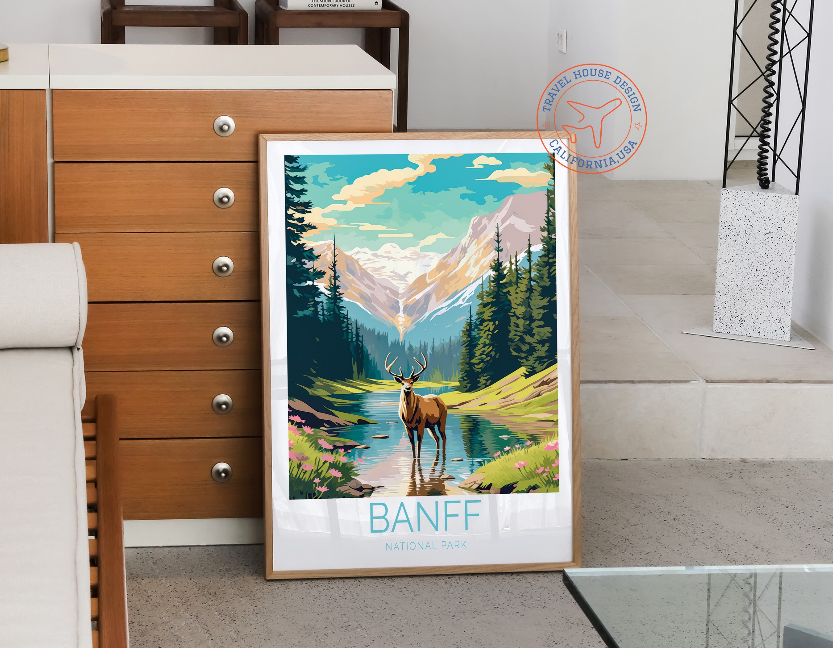 Banff National Park Travel Poster, Banff Canada Poster, Banff National Park Travel Wall Art ...