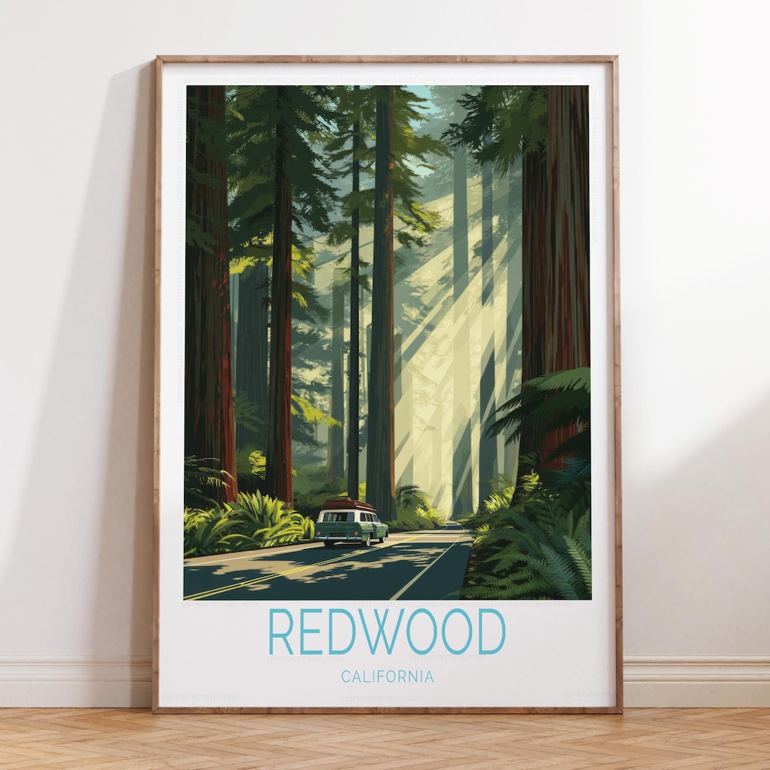 Redwood Travel Print - California, Redwood Travel Poster, California ...