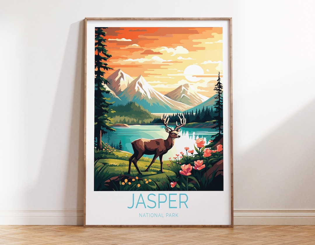 Jasper National Park Travel Poster, Jasper Canada National Park Poster ...